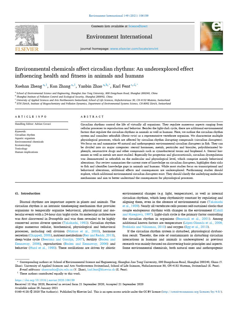Environmental chemicals affect circadian rhythms An underexplored effect influencing health and ...