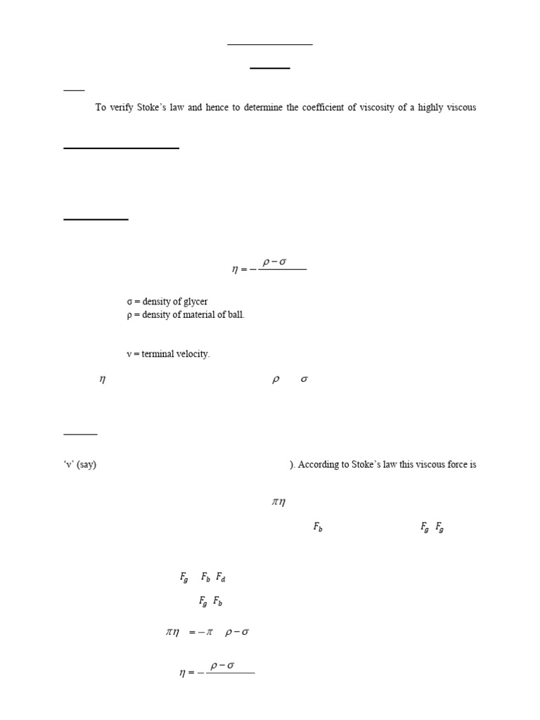 Stokes Law | PDF | Viscosity | Force