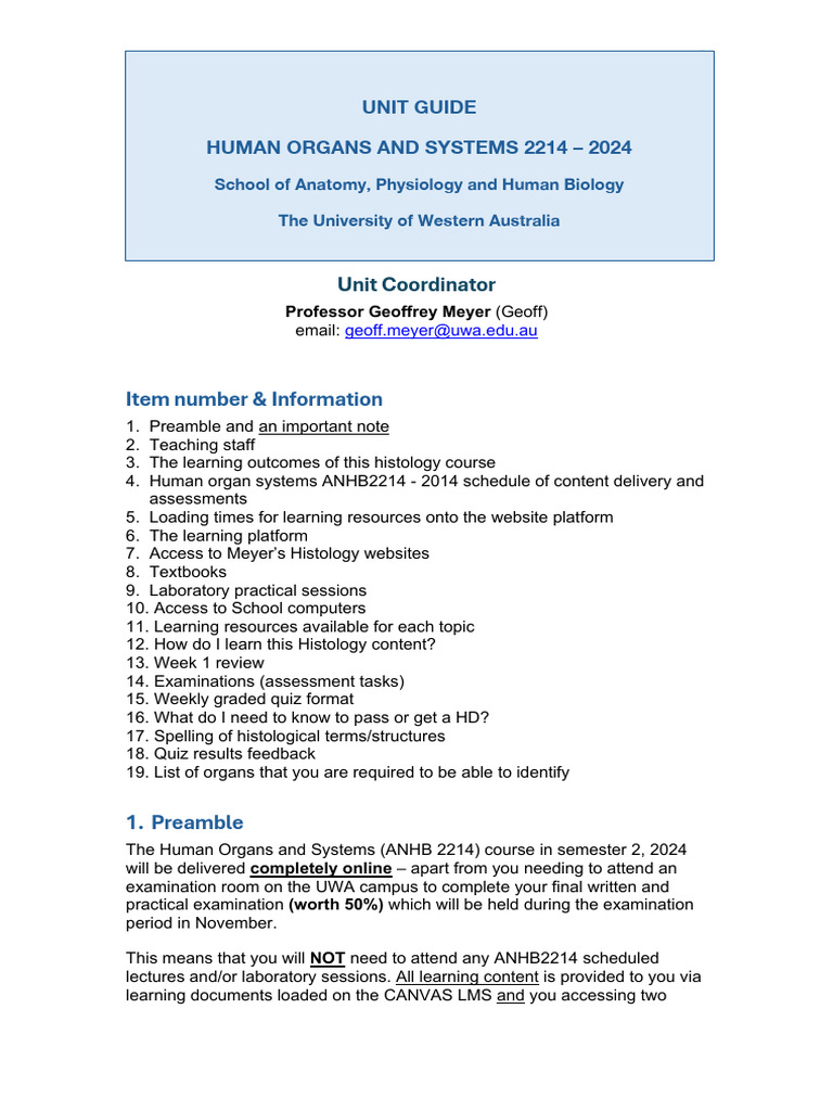 ANHB2214 (2024) Unit Guide | PDF