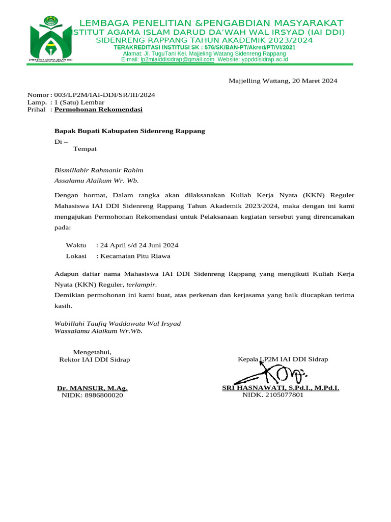 Persuratan KKN 2023-2024 | PDF