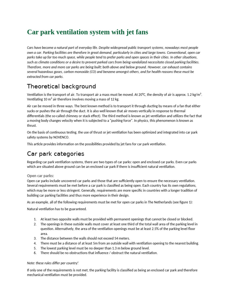 Car Park Ventilation System With Jet Fans | PDF | Jet Engine ...