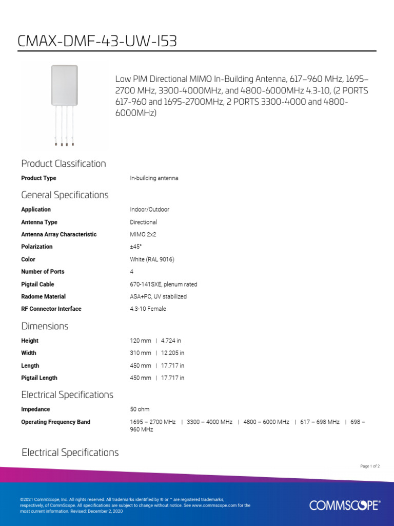 Commscope Cmax DMF 43 Uw I53 | PDF