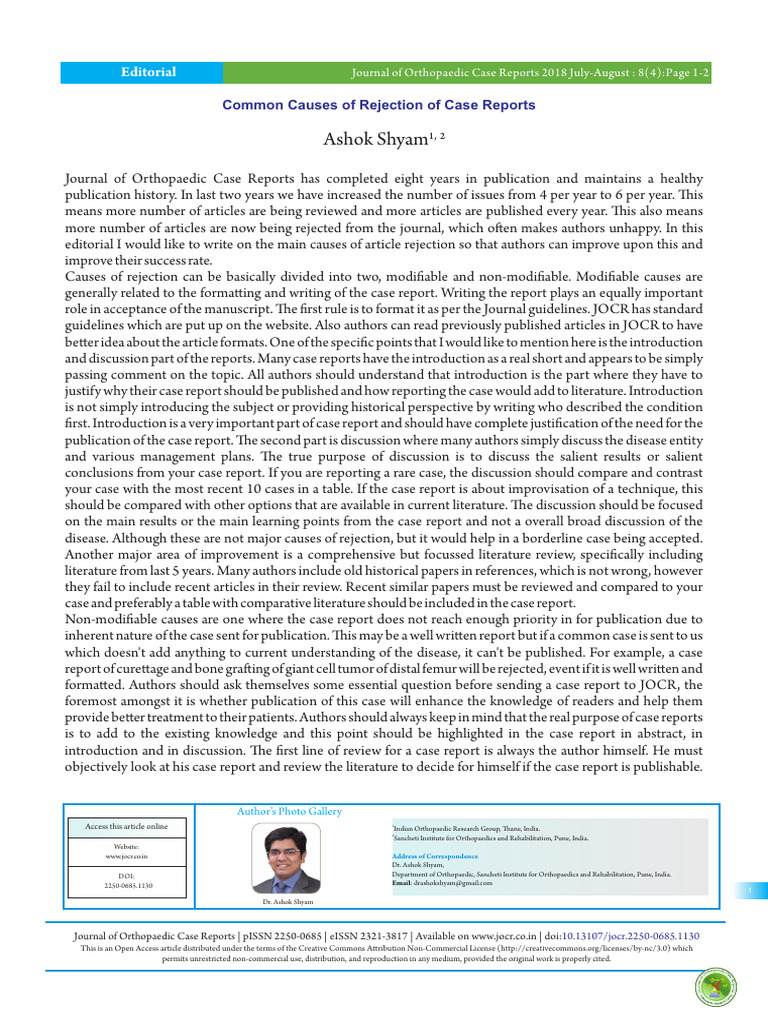 Common Causes of Rejection of Case Reports | PDF