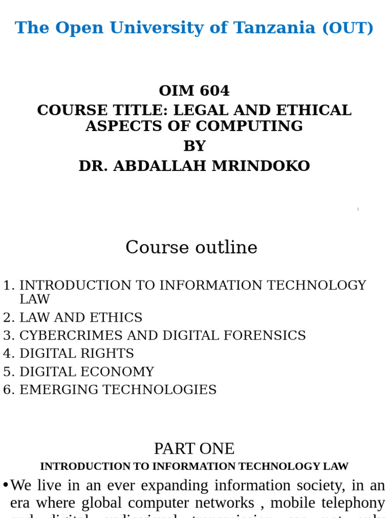 Ethical and Legal Issues of Ict - July 2024 | PDF