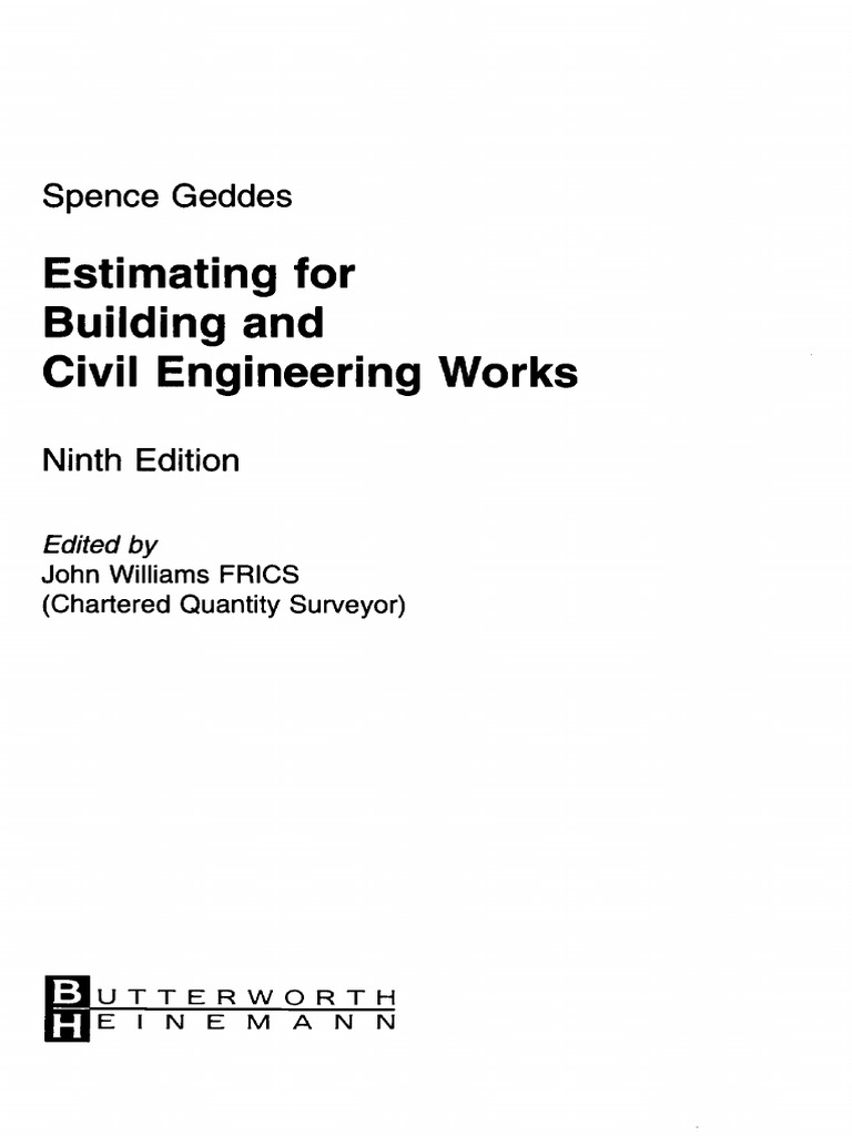 Estimating For Building and Civil Engineering Works | PDF