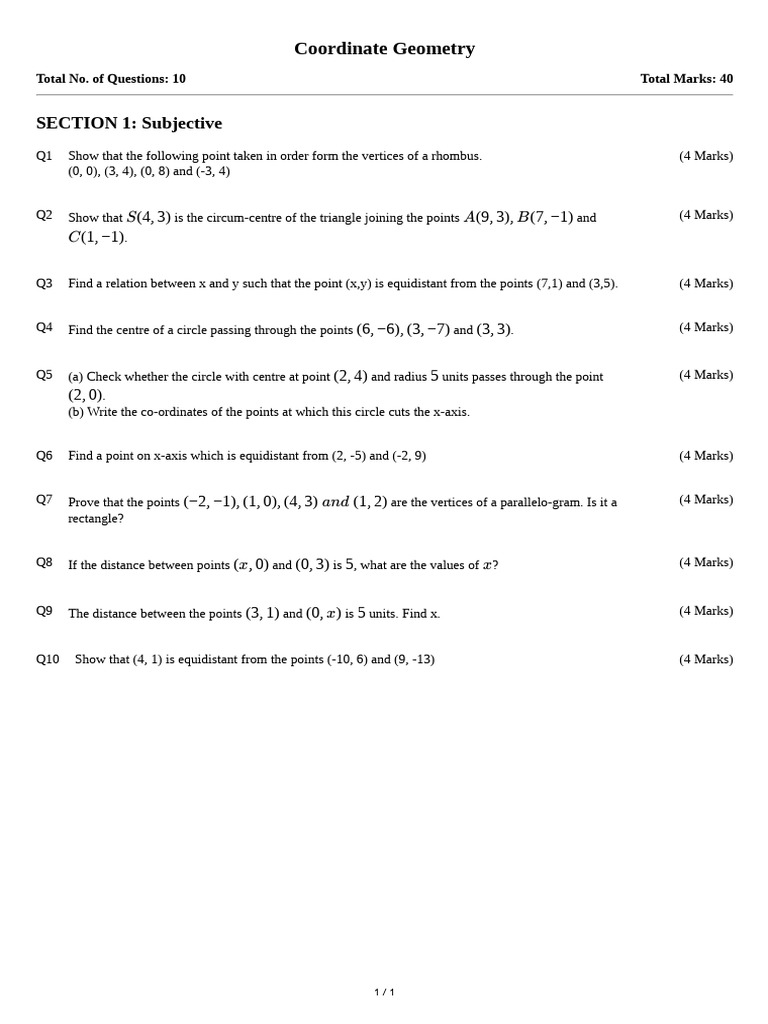 Worksheet Distance Formula | PDF