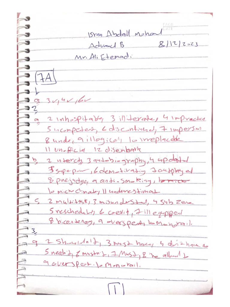 Israa Abdalla Mohamed Workbook 07 | PDF