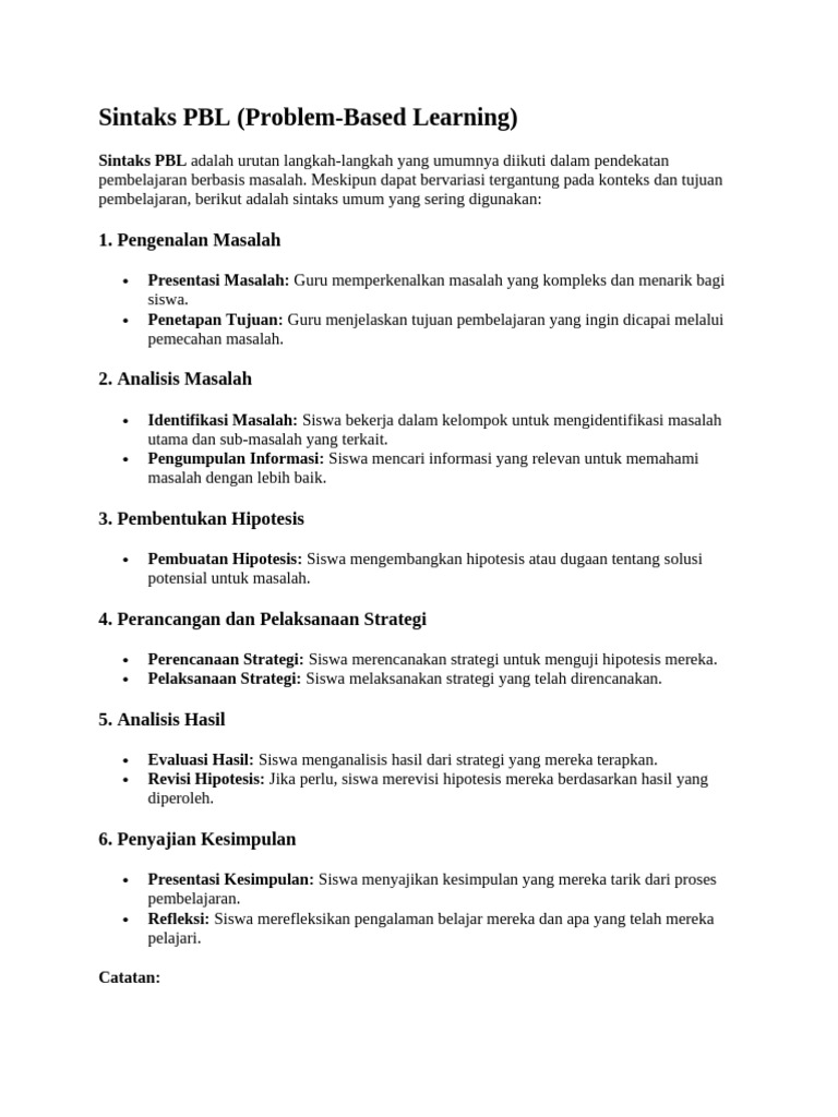 Sintaks PBL | PDF