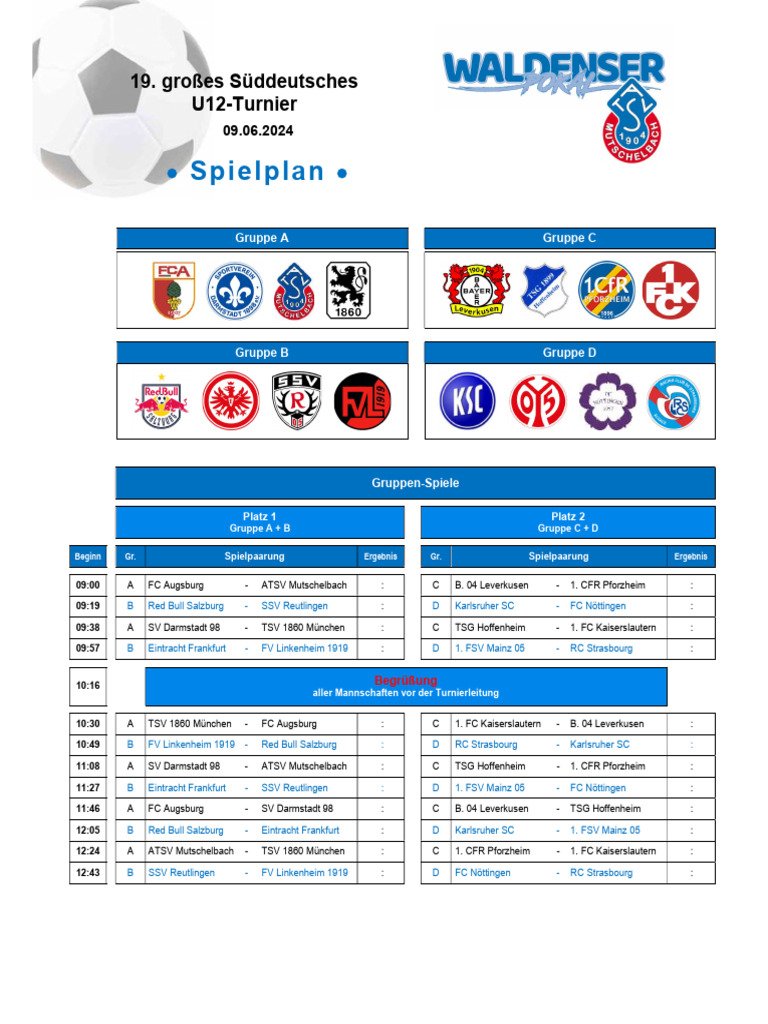 Spielplan Waldenser-Pokal 2024 | PDF
