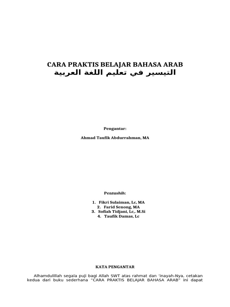 Saidna Zulfikar Cara Praktis Bhs Arab Bab I II | PDF