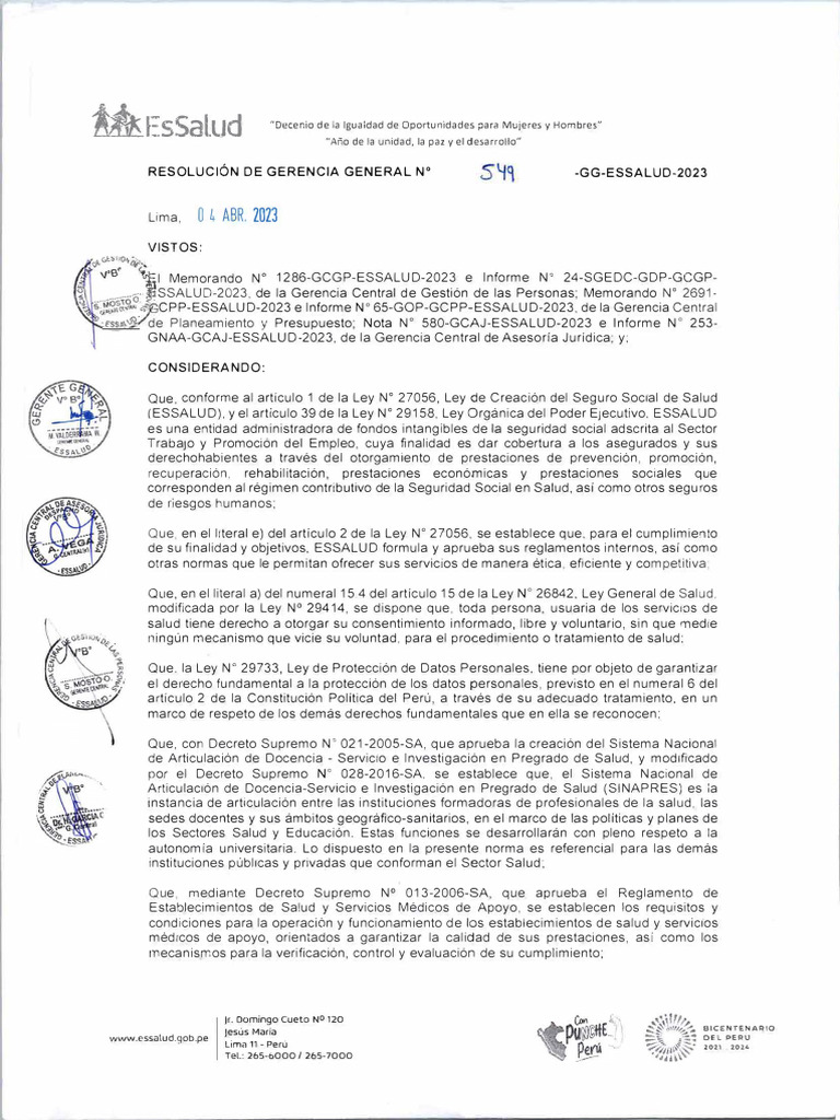 RGG 549 Essalud 2023 | PDF