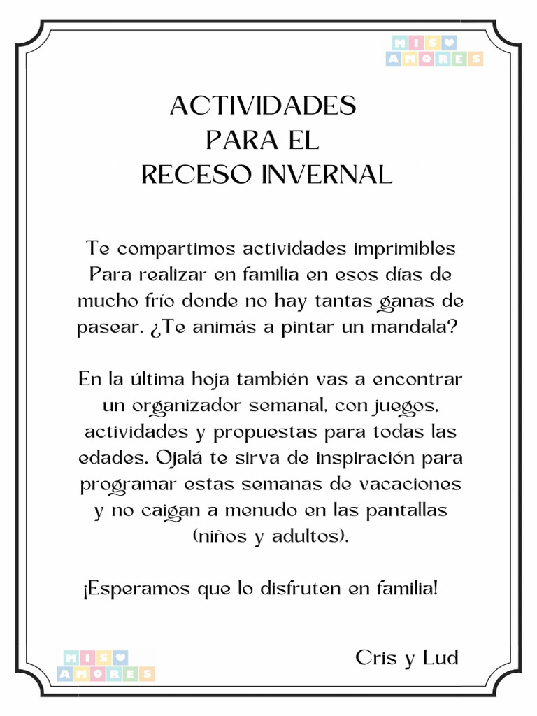Actividades Para El Receso | PDF