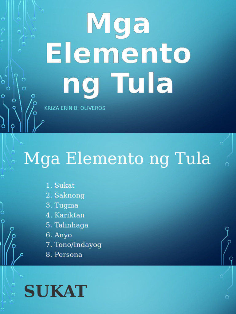 Mga Elemento NG Tula | PDF