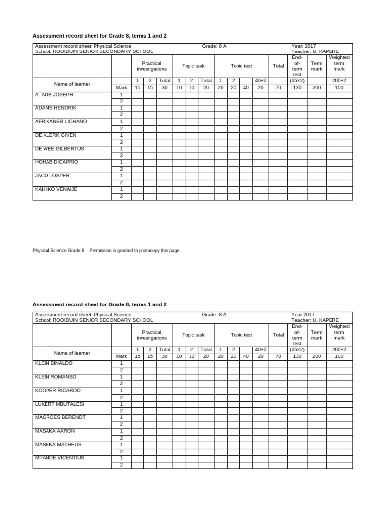 Grade 8 Physical Science Assessment 2017 | PDF | Science | Epistemology