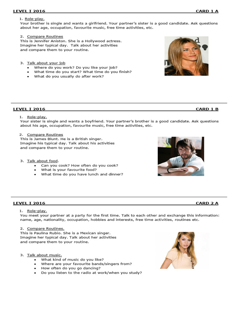 MOCK CARDS LEVEL 1 - 2016 - INTRO - EF 3e | PDF