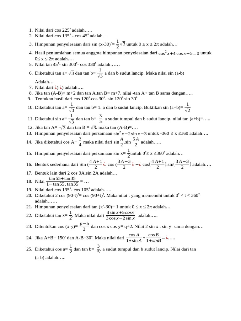 Soal Responsi PAS Matematika Minat | PDF