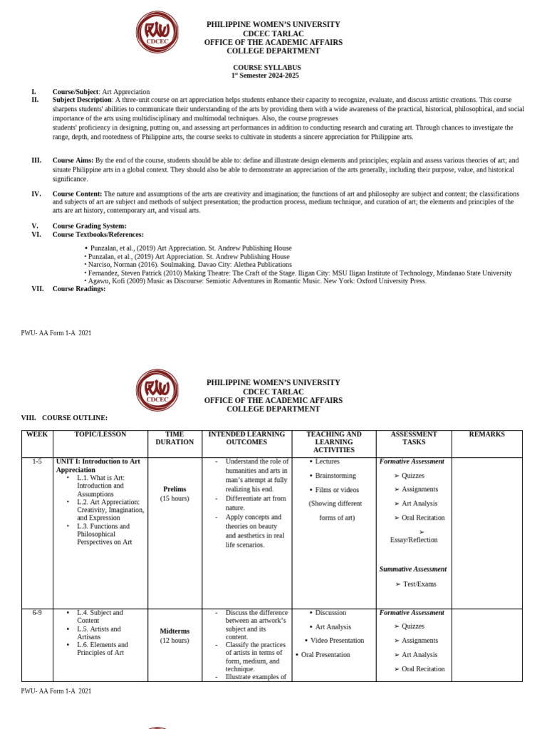 Course-Syllabus (Art App) | PDF