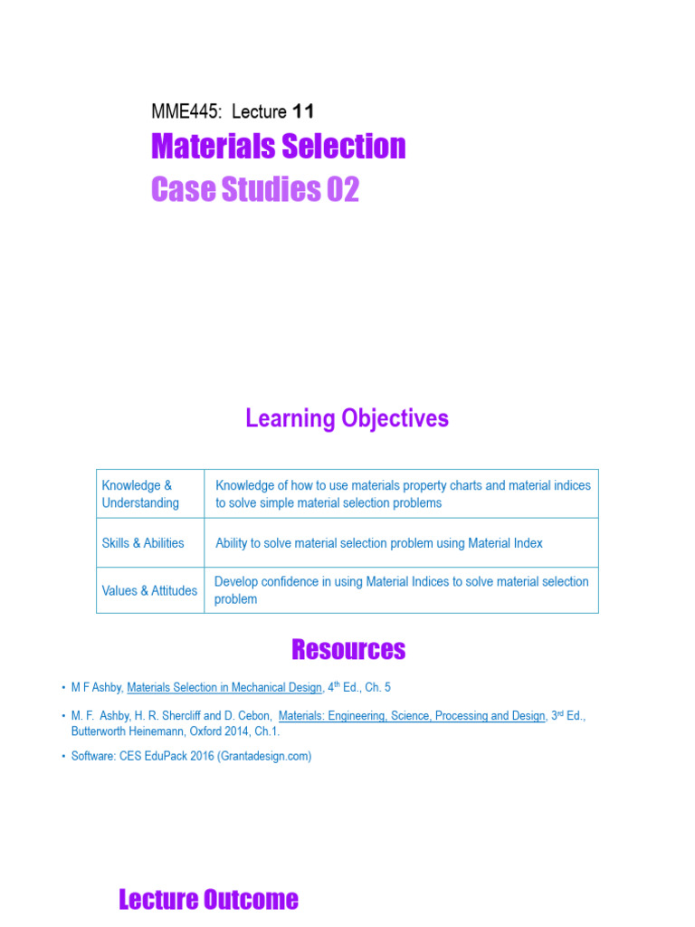 Lec 11_materials selection - case studies 02 (1) | PDF