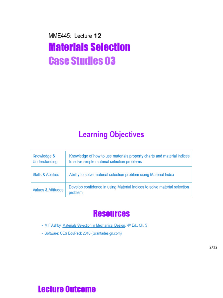 Lec 12 - Materials Selection - Case Studies 03 | PDF | Buckling ...