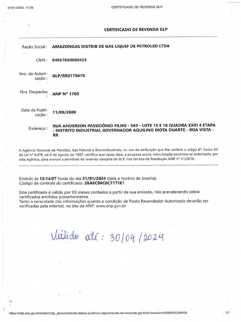 Certificado Anp | PDF