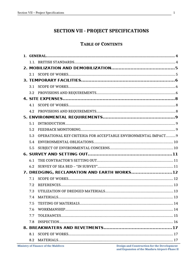 Section VII-Project Specifications | PDF