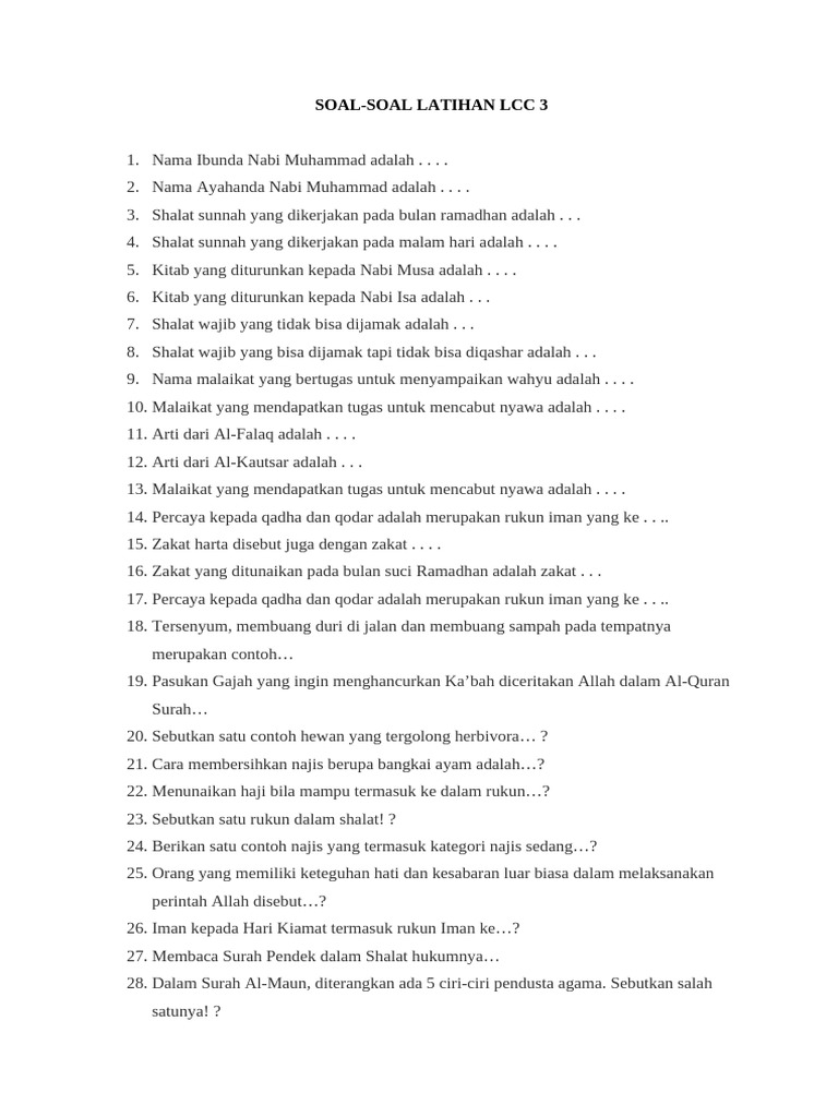 Soal-Soal LCC 3 | PDF