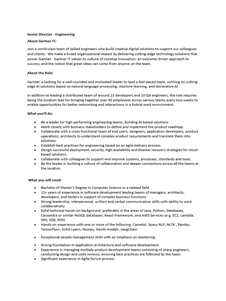 SR Director - RCD | PDF