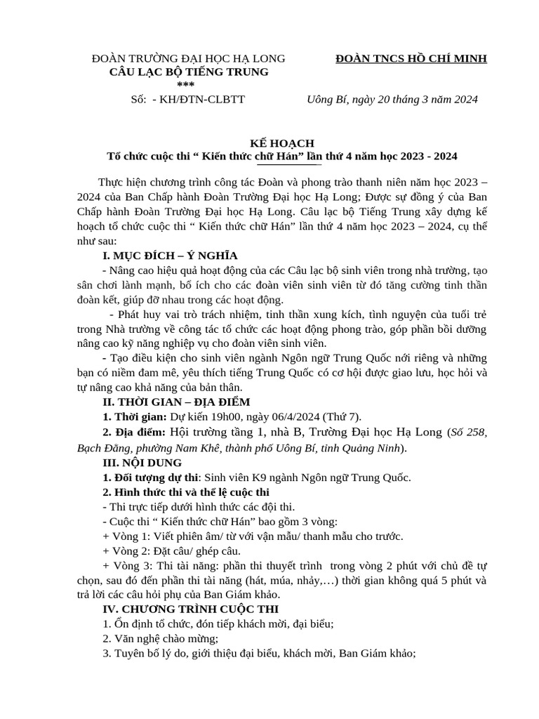 KH CLB Tiếng Trung | PDF