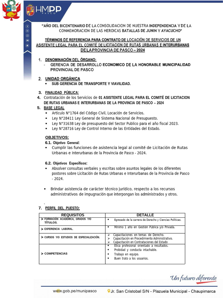 TDR Asistente Legal | PDF