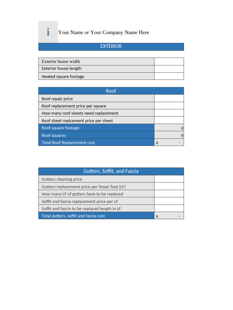 House Rehab Checklist and Calculator | PDF