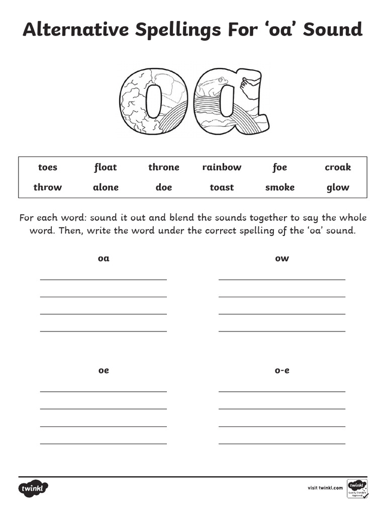 Alternative Spelling For Oa Sound Activity Sheet | PDF
