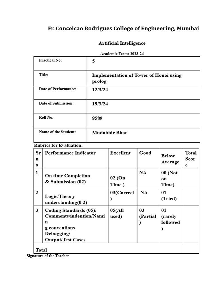 9589 AI Exp5-Mudabbir | PDF