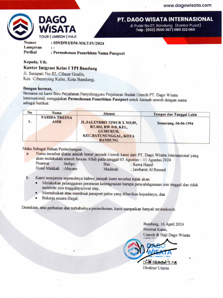 Surat Rekom - Bu Farida | PDF