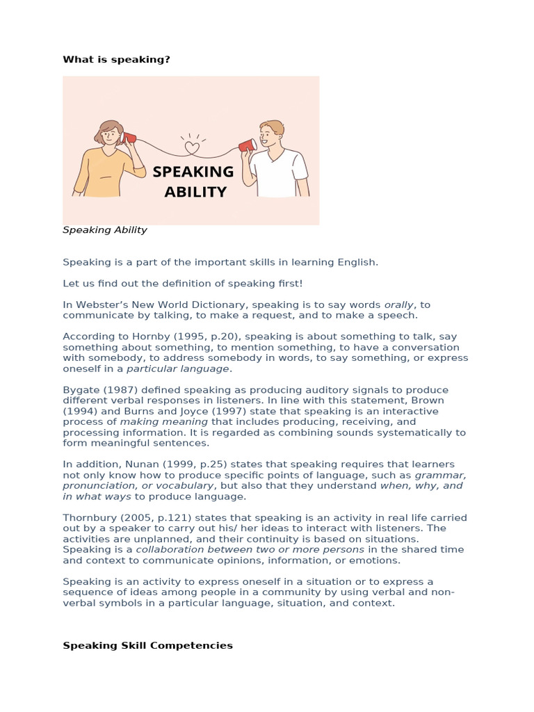 What Is Speaking | PDF