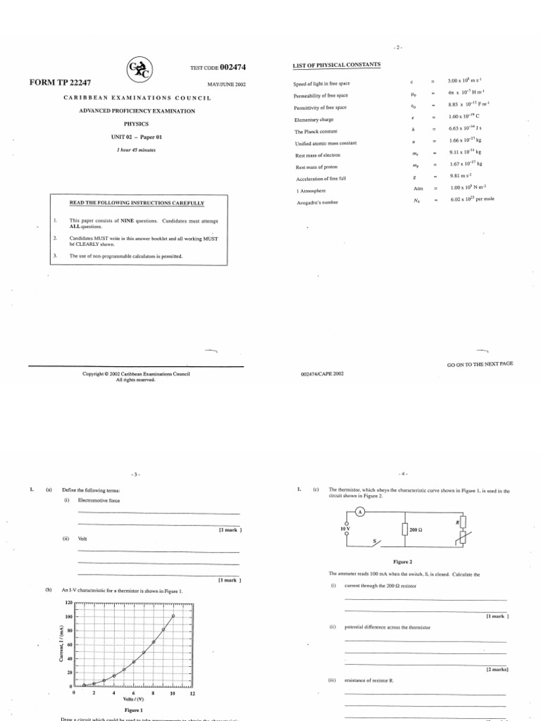 Physics p1 2002 | PDF
