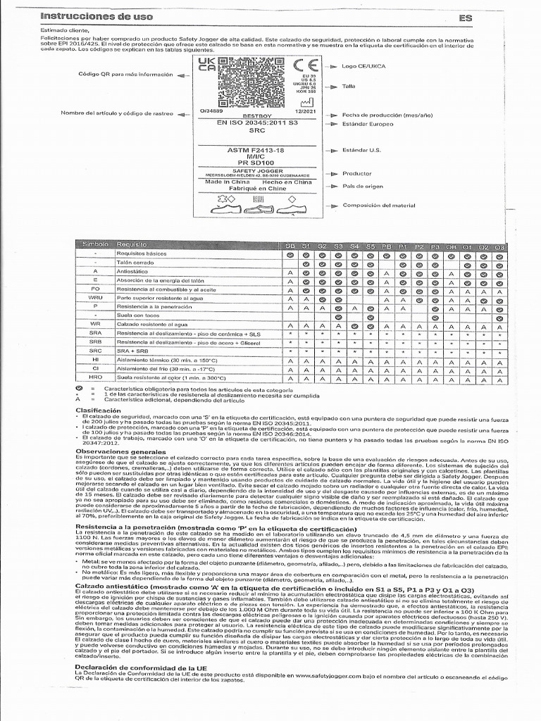 Instrucciones-de-almacenamiento-uso-limpieza--Safety-Jogger | PDF