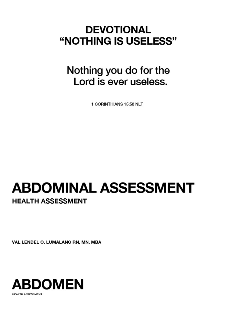 Abdominal Assessment Modified - Lecture | PDF