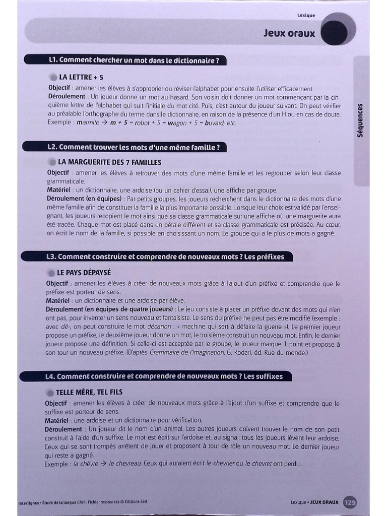 Interligne CM1 Jeux Oraux | PDF