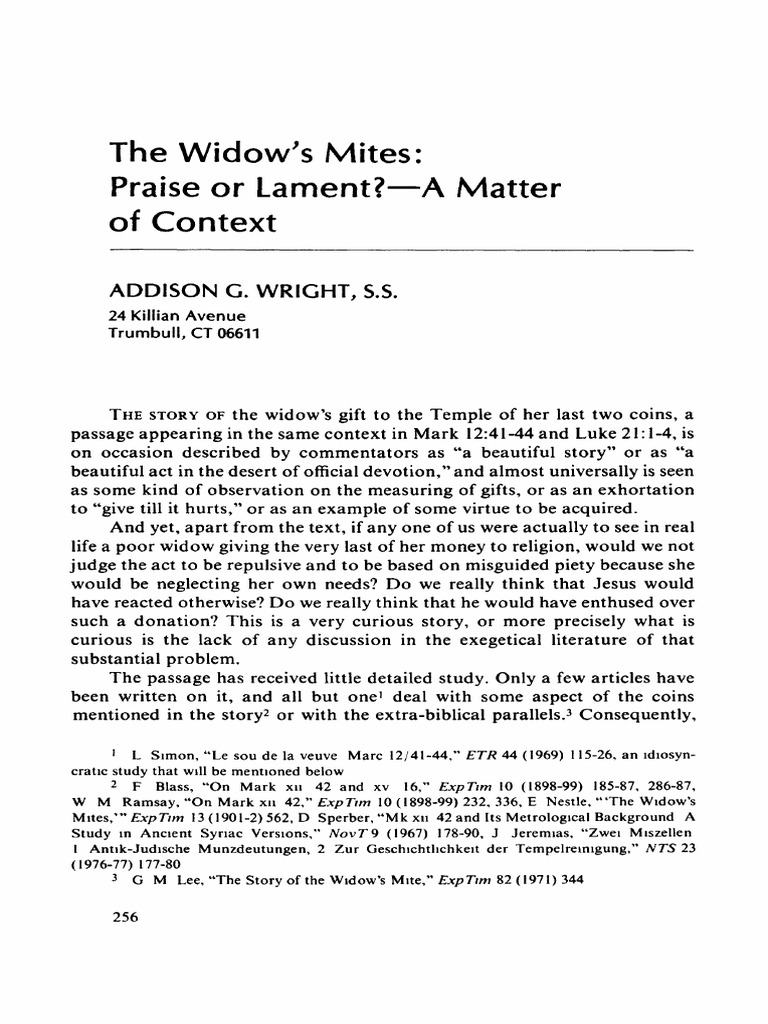 Widow's Mite Praise or Lament | PDF