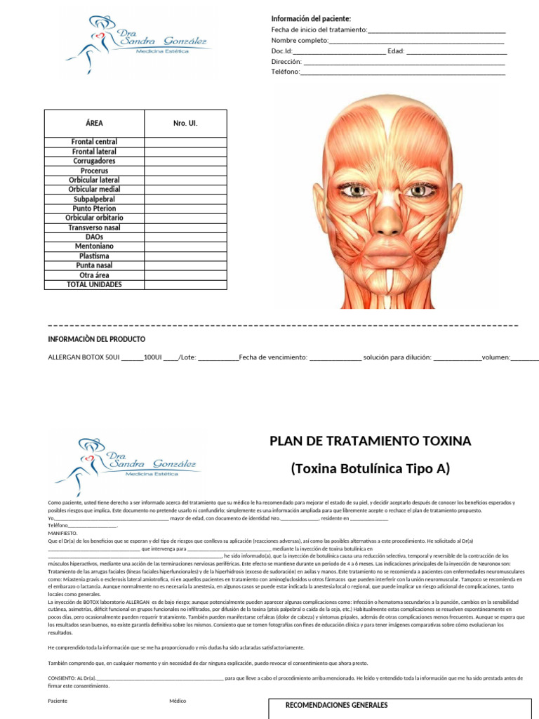 Consentimiento Botox | PDF | Toxina botulínica | Causas de la muerte