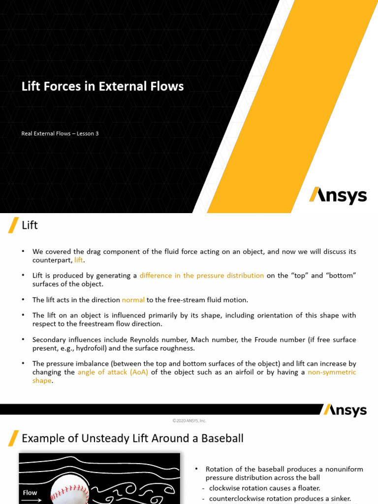 Lift Forces in External Flows Lesson 3 Handout - 2 | PDF