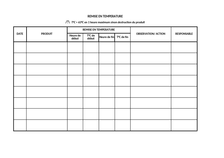 Fiche Remise en Température | PDF
