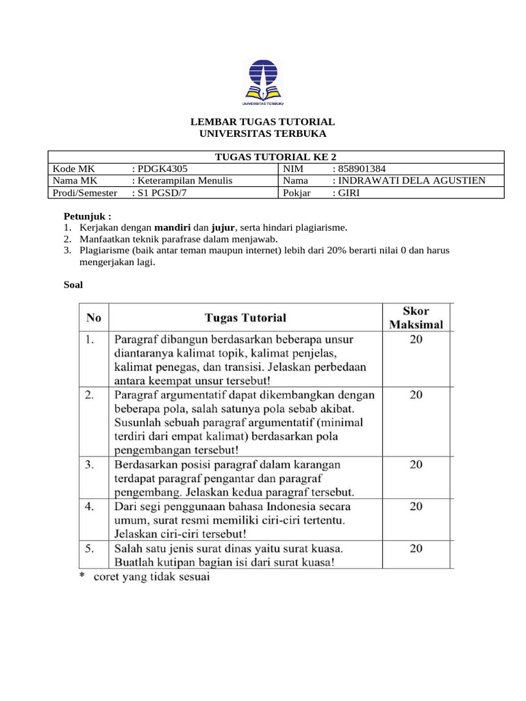 TT2 - 858901384 - Indrawati Dela A | PDF