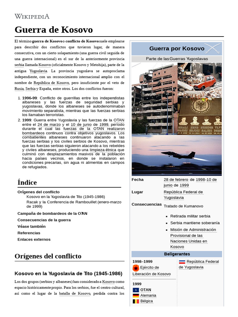 Guerra de Kosovo | PDF