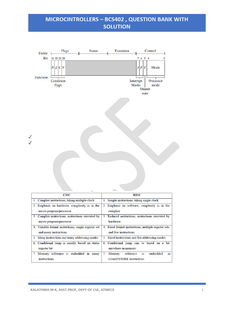 Microcontrollers QB With Answers | PDF