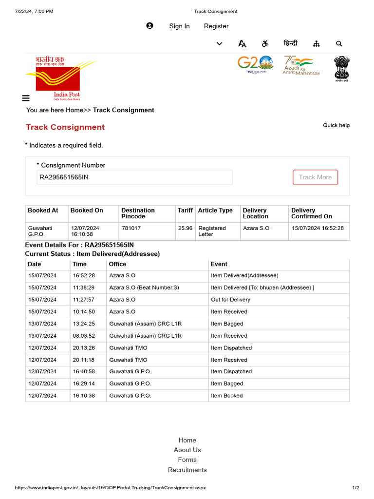 Track Consignment Asol | PDF