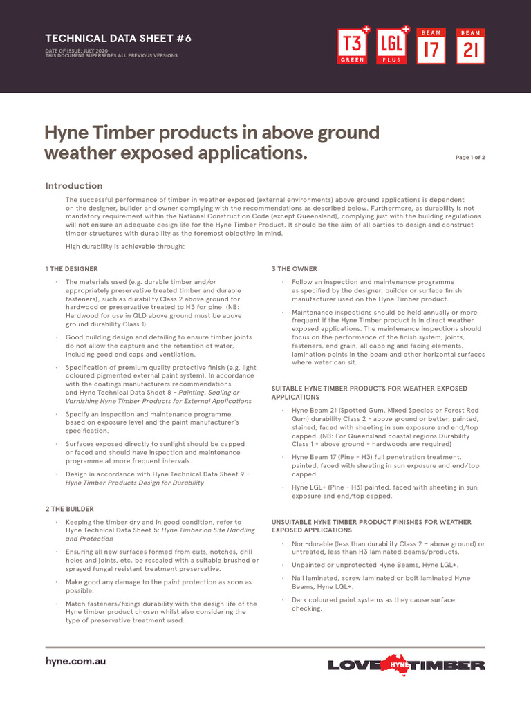 Hyne Timber TDS 6 - Hyne Timber Products in Above Ground Weather ...