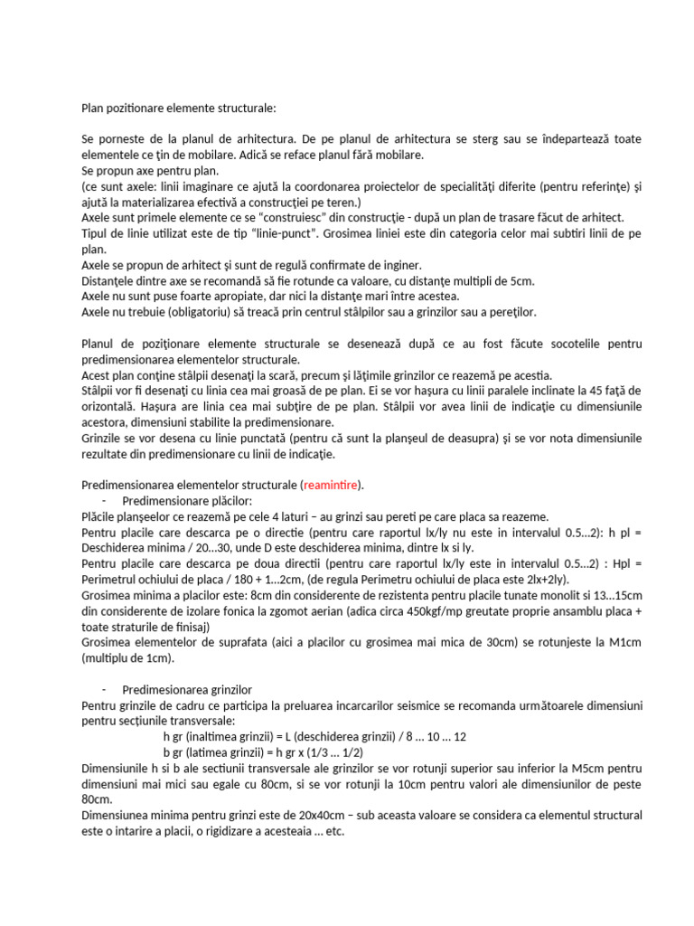Proiect - An 3 - Realizare Plan Pozitionare Elemente Structurale | PDF