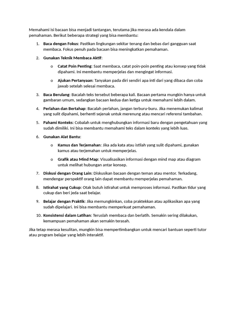 Memahami Isi Bacaan Bisa Menjadi Tantangan | PDF