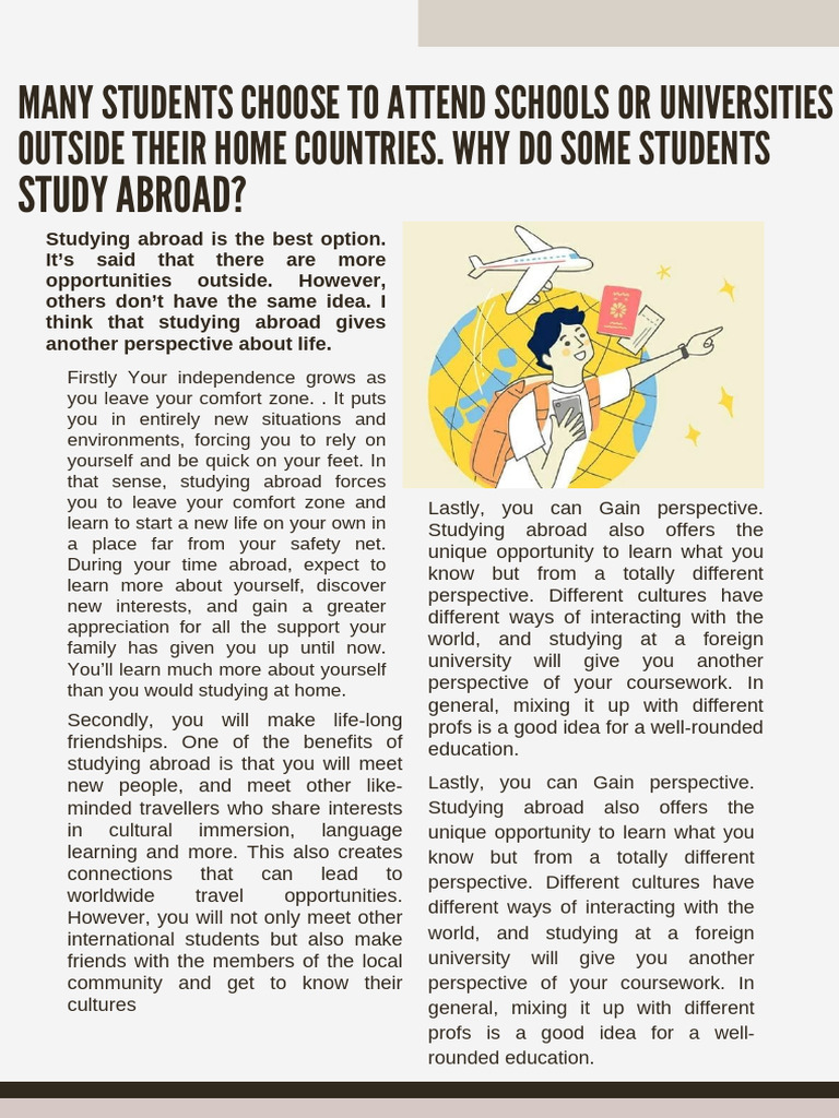 Study Abroad?: Many Students Choose To Attend Schools or Universities ...